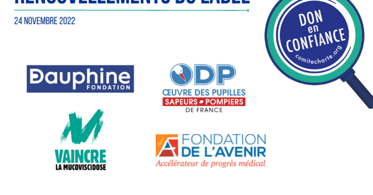 Le Don en Confiance renouvelle le label de 4 associations et fondations | Le Don en Confiance
