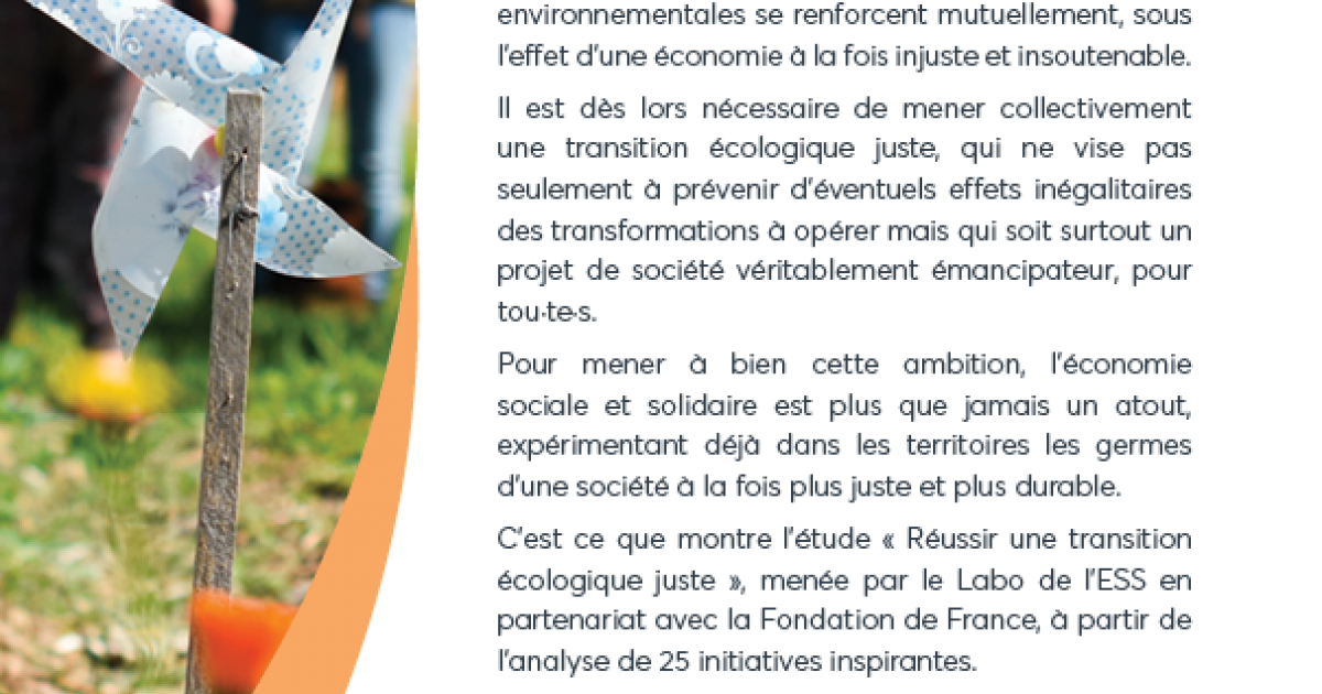 Réussir une transition écologique juste | Le Labo de l'ESS
